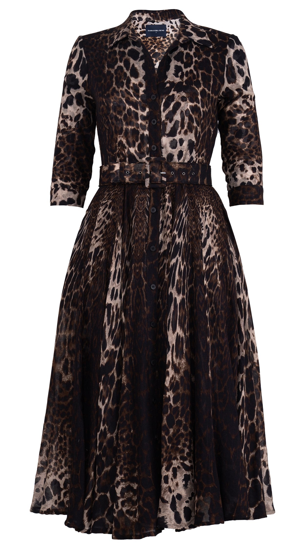 Aster Dress Shirt Collar 3/4 Sleeve Midi Length Wool Musola (Colombo L