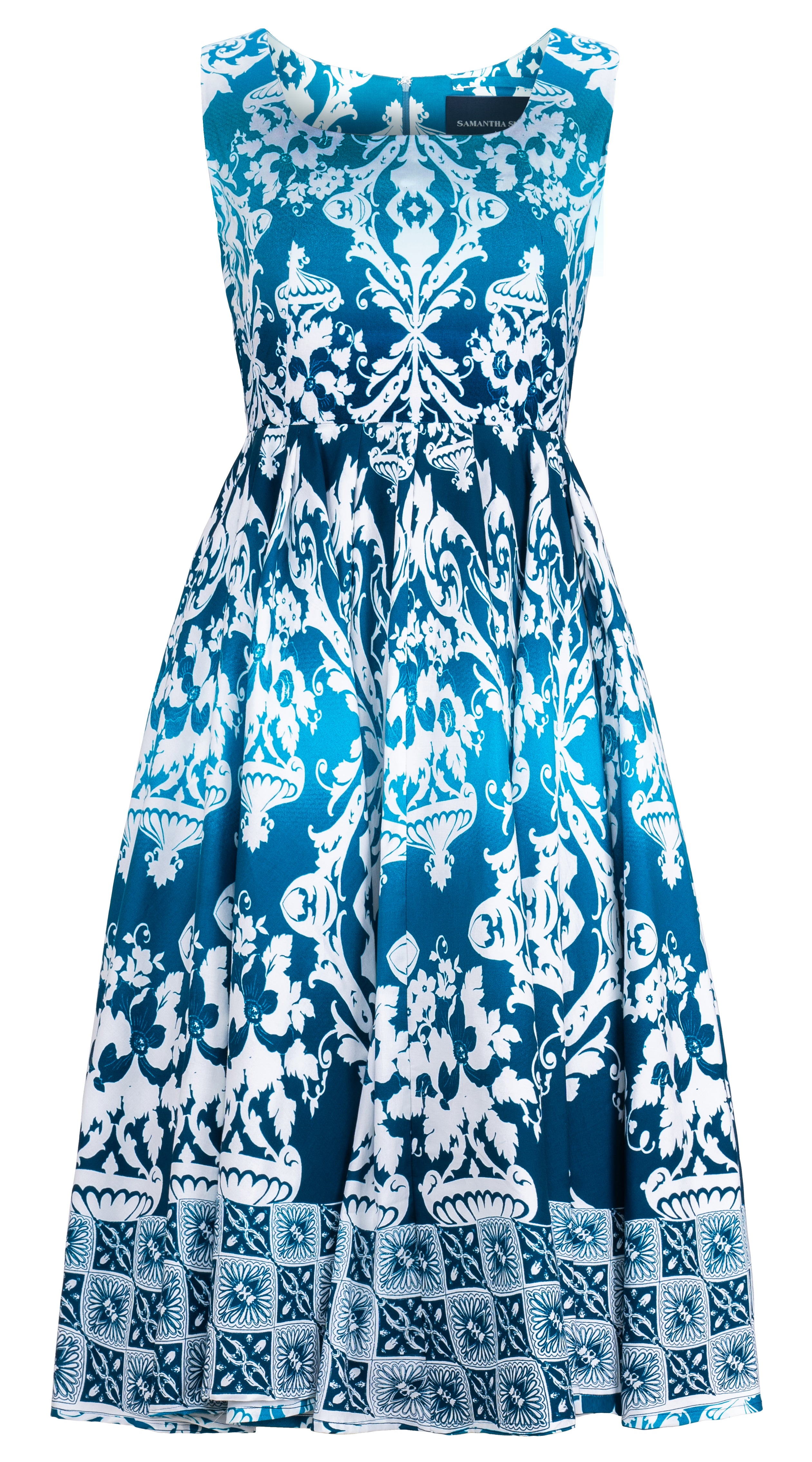 Abelia Dress U Neck Sleeveless Midi Length Cotton Stretch (Impero Ombr